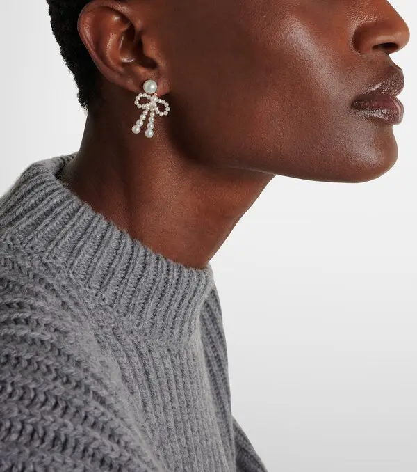 Sophie Bille Brahe Bow 14kt Yellow Freshwater Pearl Drop Earrings - Gold