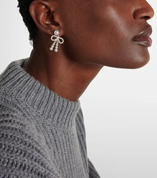 Sophie Bille Brahe Bow 14kt Yellow Freshwater Pearl Drop Earrings - Gold