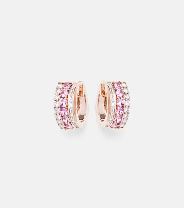 ANITA KO Lola 18kt Rose Hoop Earrings With Diamonds And Sapphires - Gold