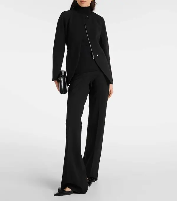 Max Mara Norcia Pleated Jersey Straight Pants - Black