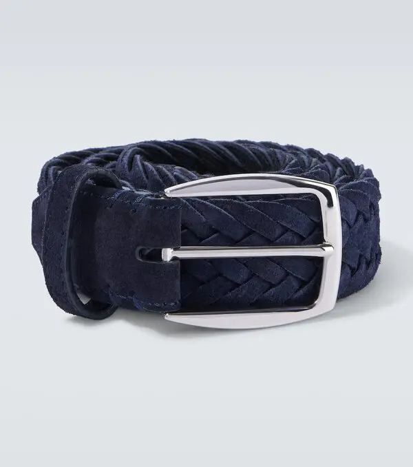 Brioni Braided Suede Belt - Blue