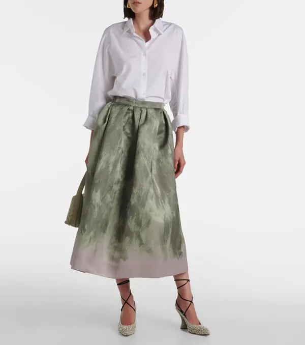 Dries Van Noten Satin Midi Skirt