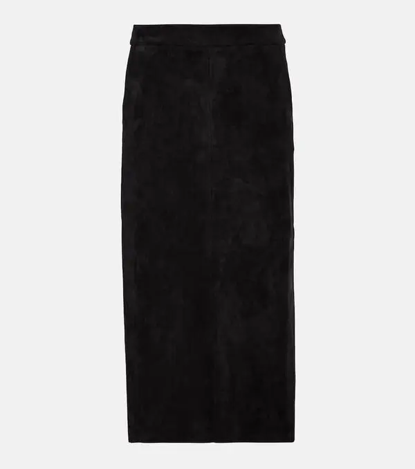 Stouls Taylor Suede Midi Skirt - Black