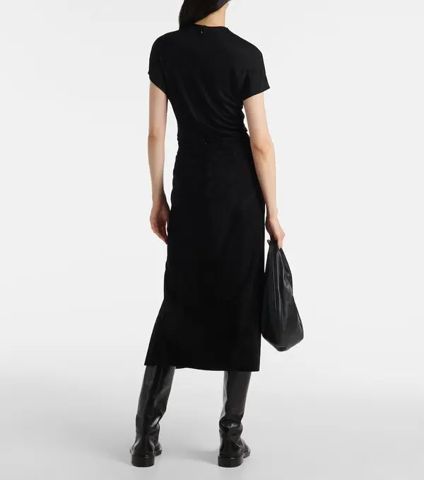 Stouls Suede Midi Skirt - Black