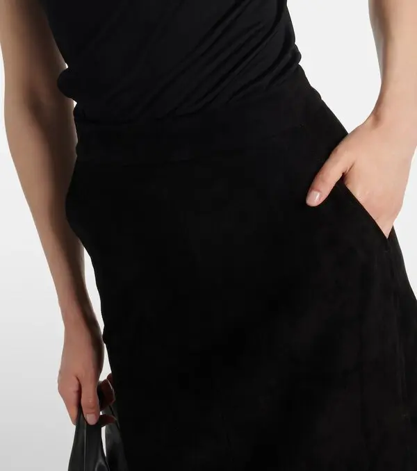Stouls Suede Midi Skirt - Black