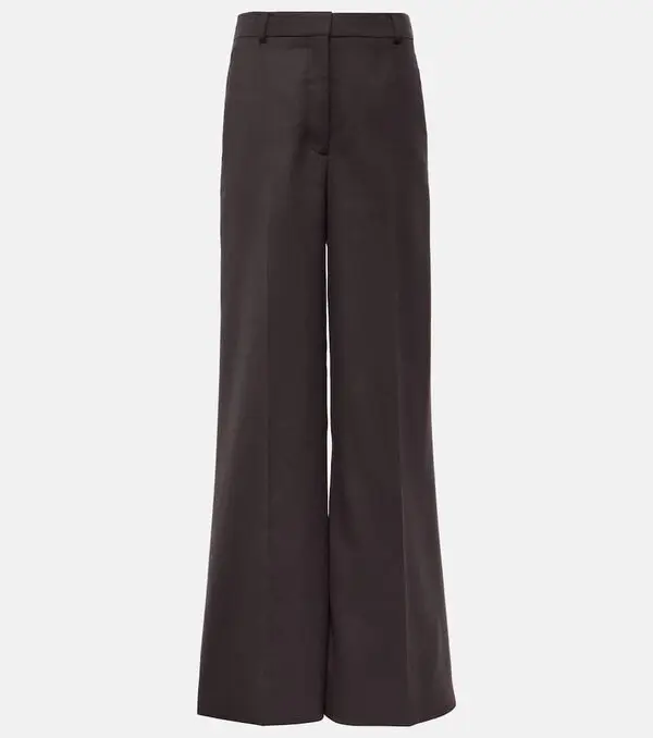 Stella McCartney High-rise Wide-leg Wool Pants - Brown
