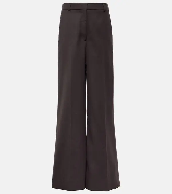 Stella McCartney High-rise Wide-leg Wool Pants - Brown