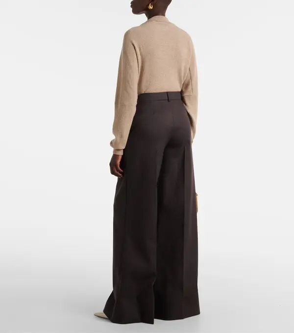 Stella McCartney High-rise Wide-leg Wool Pants - Brown