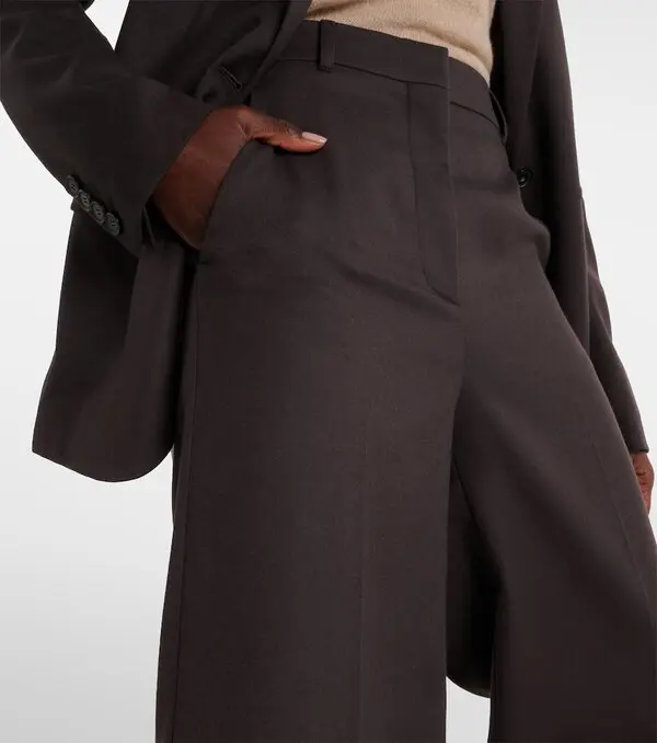 Stella McCartney High-rise Wide-leg Wool Pants - Brown