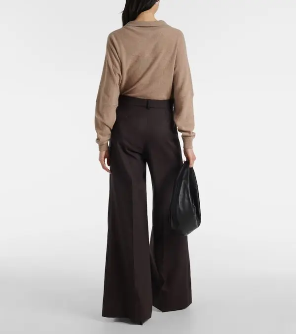 Stella McCartney High-rise Wide-leg Wool Pants - Brown