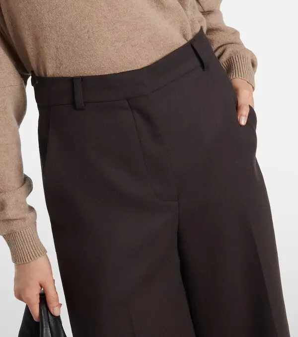 Stella McCartney High-rise Wide-leg Wool Pants - Brown