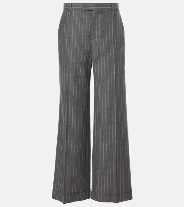 Brunello Cucinelli Wide-leg Virgin Wool Pants - Grey