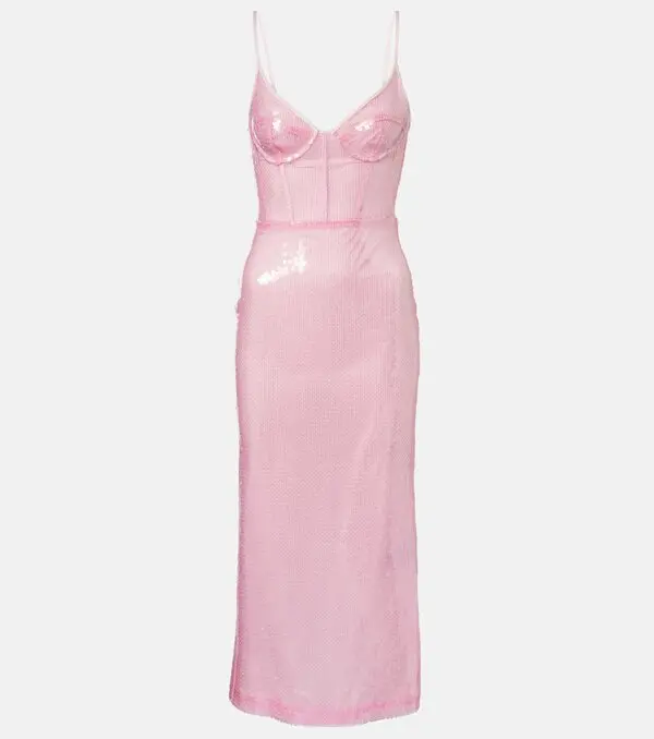 David Koma Sequined Midi Dress - Pink