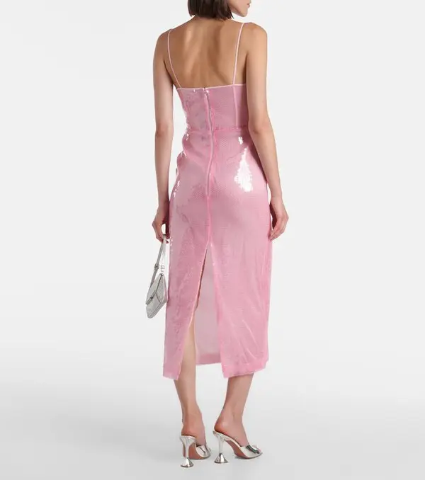 David Koma Sequined Midi Dress - Pink
