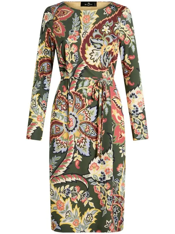 Etro Abstract Print Dress - Green