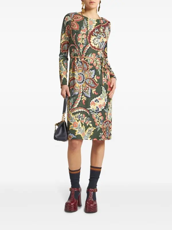 Etro Abstract Print Dress - Green