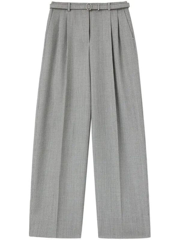 JIL SANDER Checked Virgin Wool Palazzo Pants