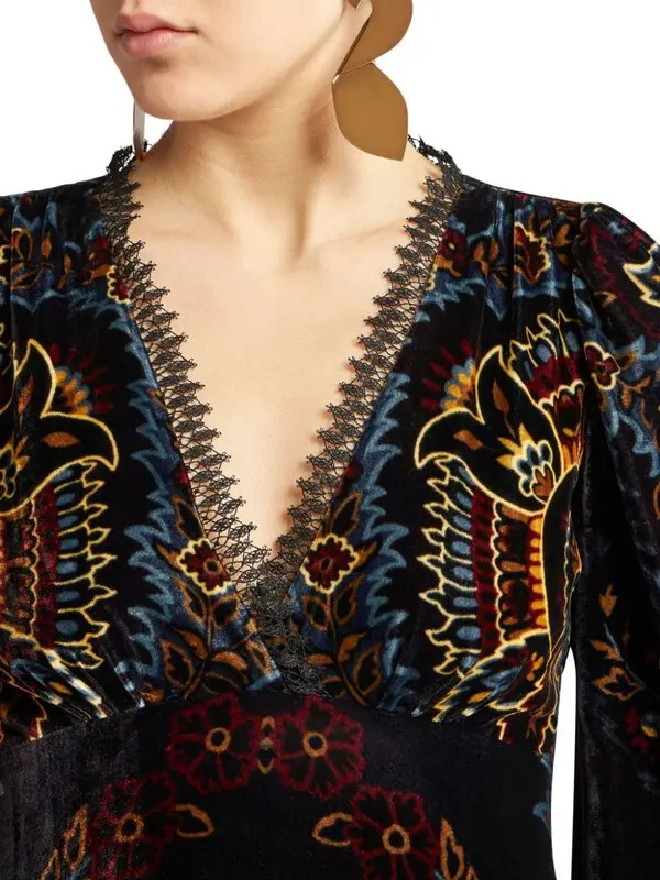 Etro Floral Print Velvet Dress