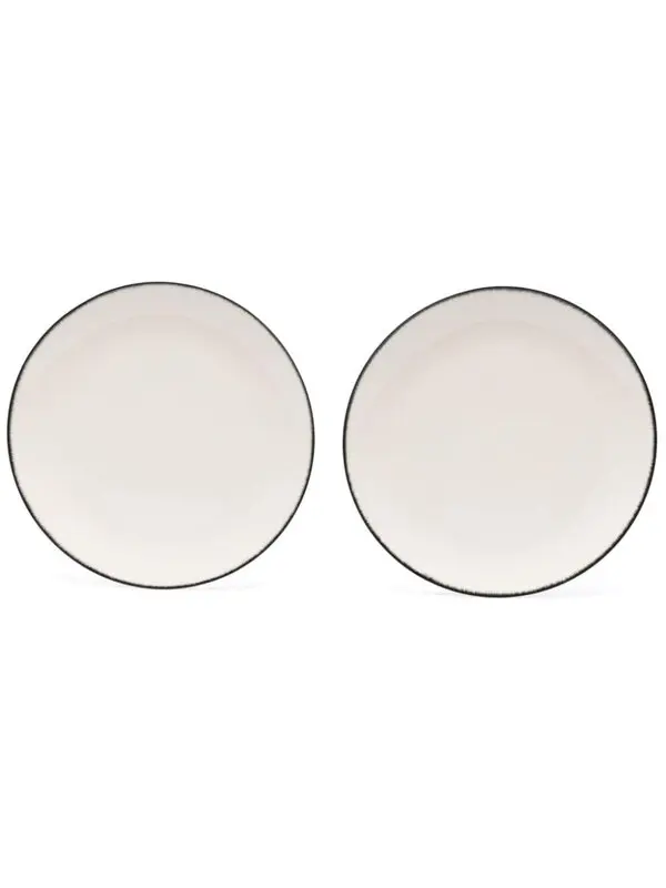ANN DEMEULEMEESTER Contrasting-edge Porcelain Plates - White