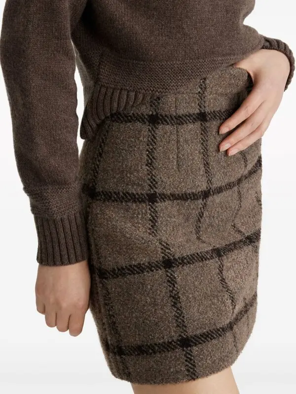 PATOU Tweed Mini Skirt - Brown