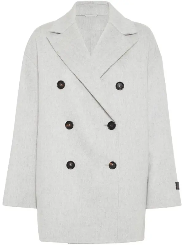 Brunello Cucinelli Cashmere Double-breasted Coat - Grey