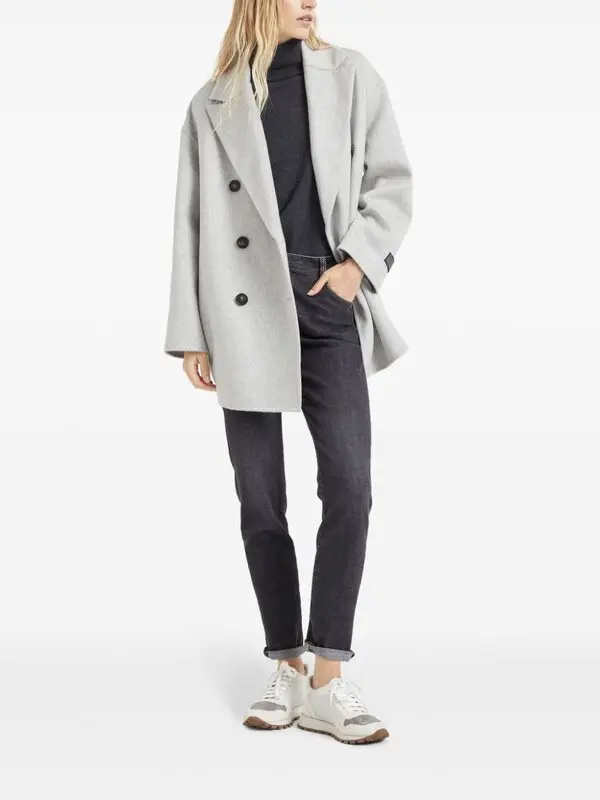 Brunello Cucinelli Cashmere Double-breasted Coat - Grey