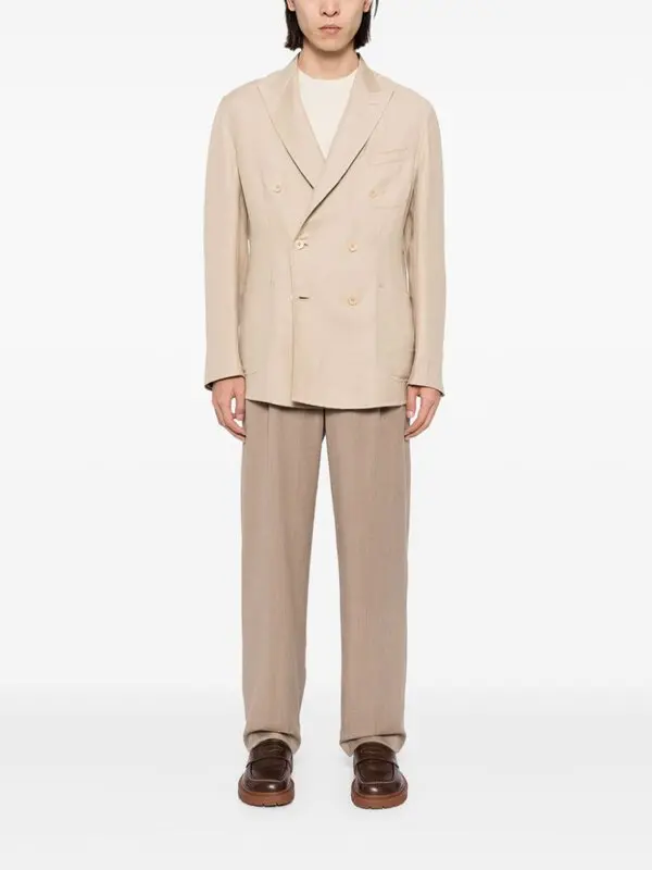 Brioni Double-breasted Linen-blend Blazer