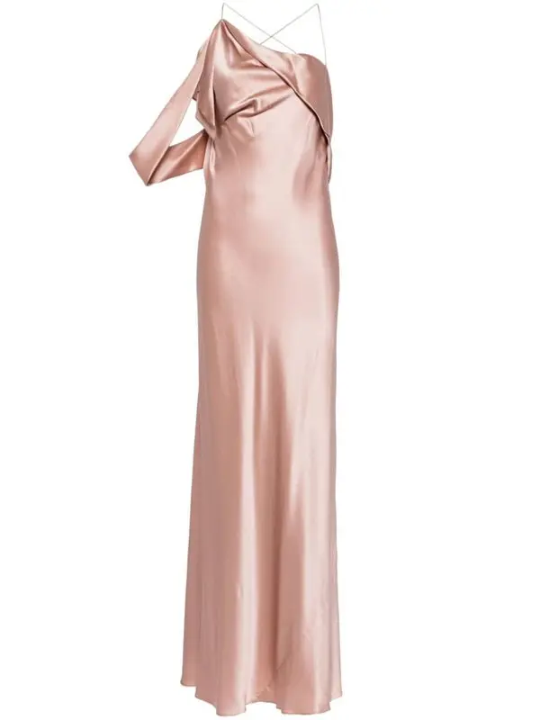 Michelle Mason Asymmetric Silk Gown - Pink