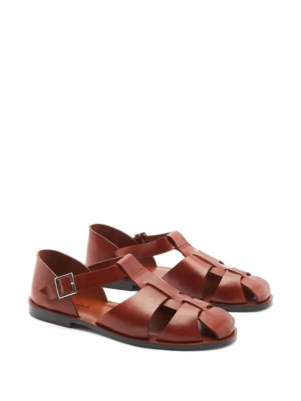 SCAROSSO Apollo Leather Sandals - Brown