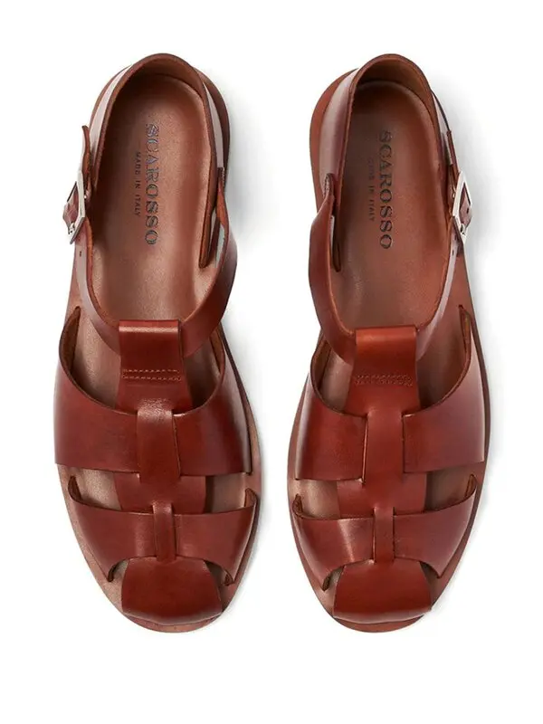 SCAROSSO Apollo Leather Sandals - Brown