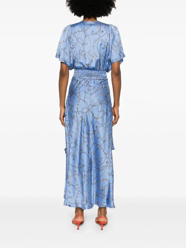 Maje Chain-Print Maxi Dress In Blue - 50% Off