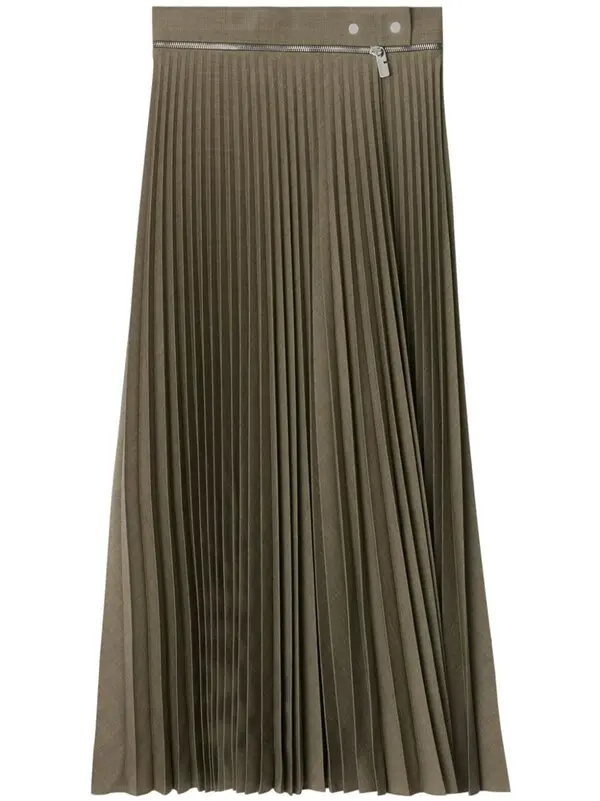 Burberry Wool-blend Pleated Midi Skirt