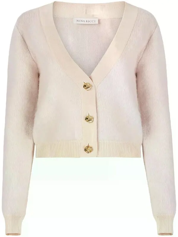 Nina Ricci Mohair Blend V-neck Cardigan - Pink