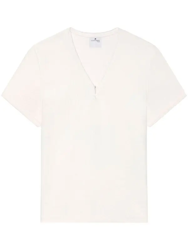COURREGES V-neck Cotton-blend T-shirt