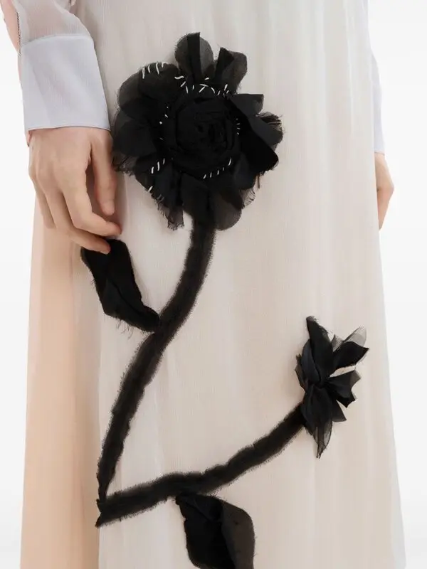 Marni Floral-appliqué Silk Midi Skirt