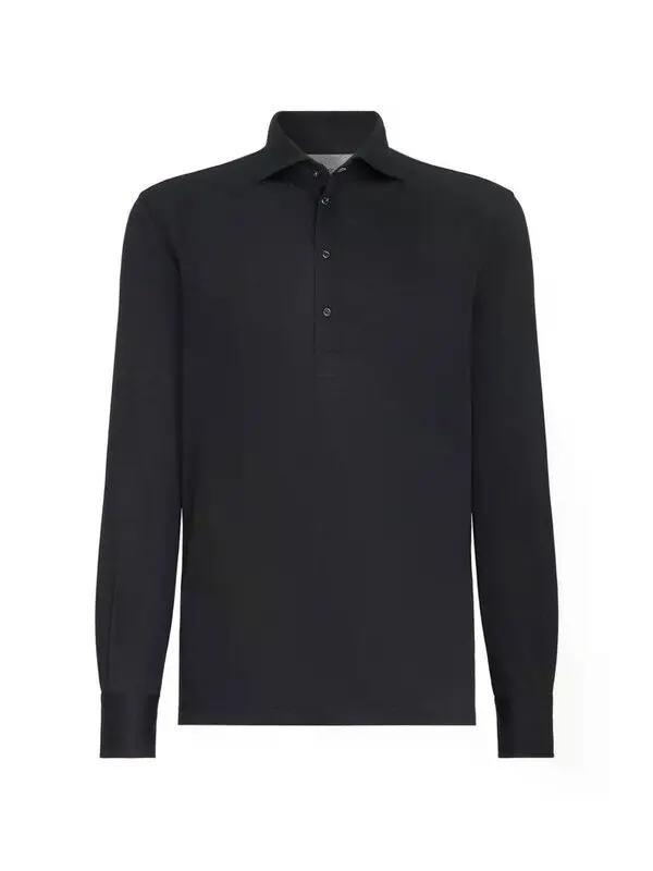 Brunello Cucinelli Long-sleeve Polo Shirt - Blue