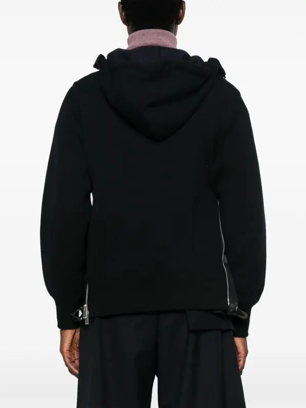 Sacai Sponge Sweat Zip-up Hoodie - Black