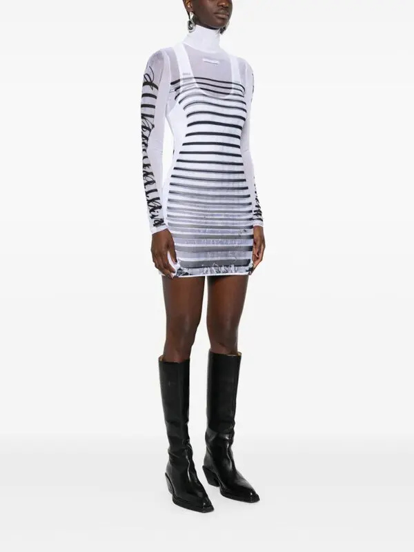 JEAN PAUL GAULTIER Marinère Mesh Minidress - White