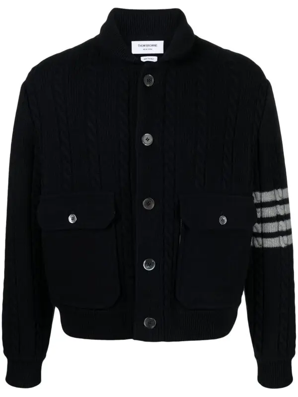 Thom Browne 4-bar Stripe Cable-knit Jacket