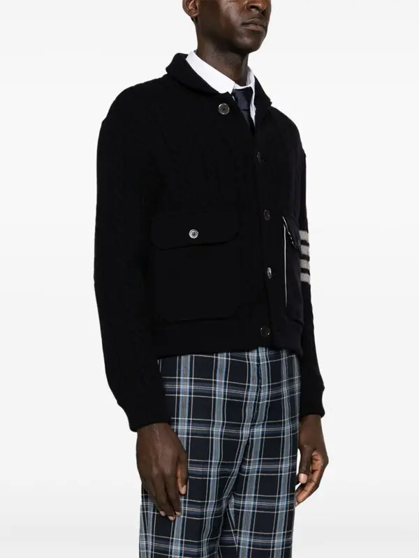 Thom Browne 4-bar Stripe Cable-knit Jacket
