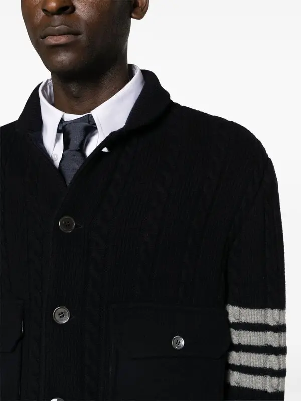 Thom Browne 4-bar Stripe Cable-knit Jacket