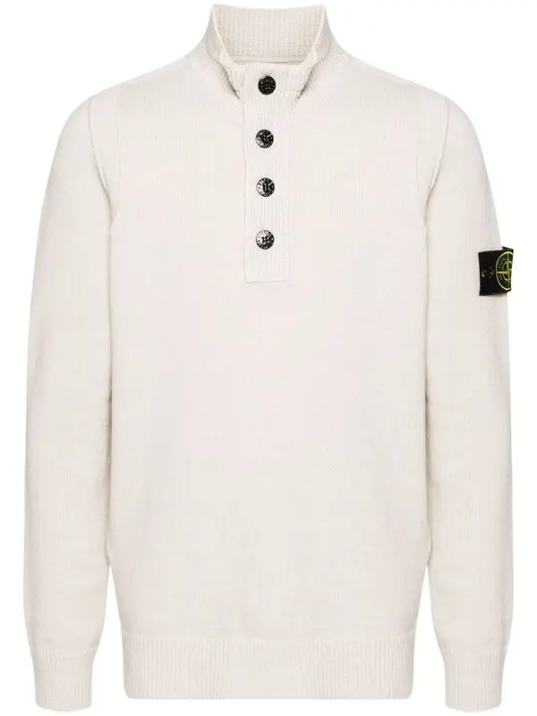 Stone Island Compass Badge Wool Blend Jumper - White