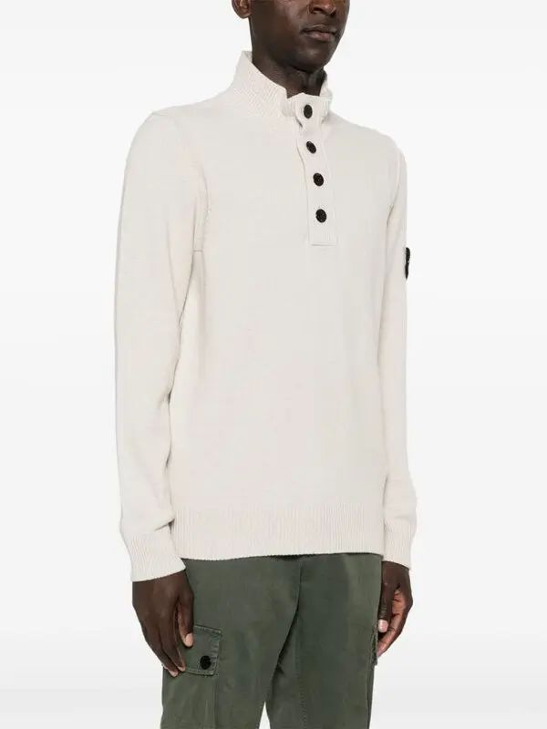 Stone Island Compass Badge Wool Blend Jumper - White