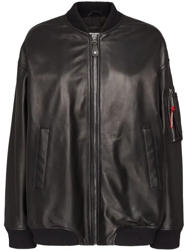 Dsquared2 Zip-up Leather Bomber Jacket