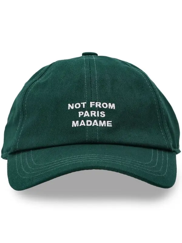 Drole De Monsieur Embroidered Slogan Cap - Green