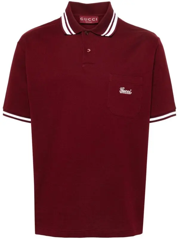 Gucci Logo-embroidered Piqué Polo Shirt