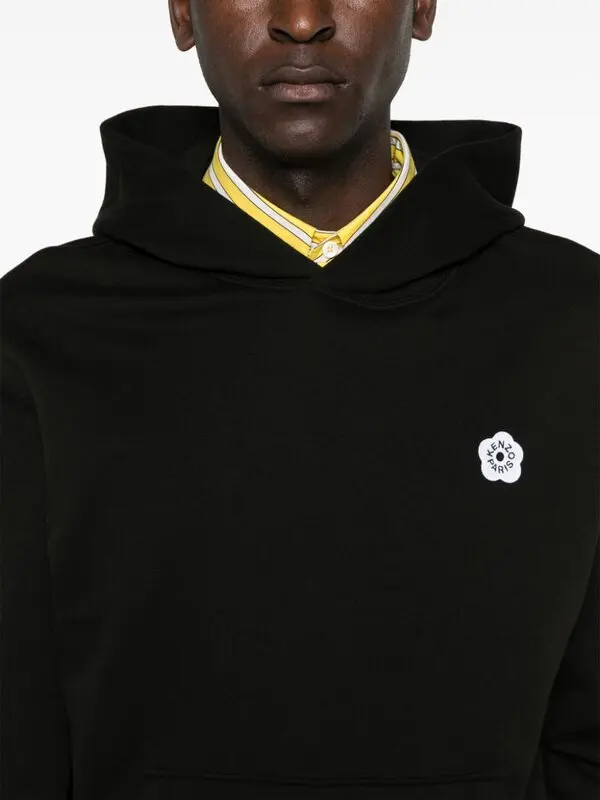 Kenzo Boke Flower Patch Cotton Hoodie - Black
