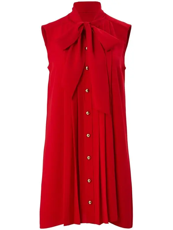 Carolina Herrera Pintuck Tie-neck Mini Dress