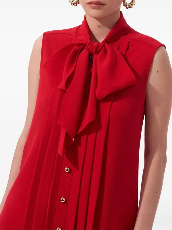 Carolina Herrera Pintuck Tie-neck Mini Dress