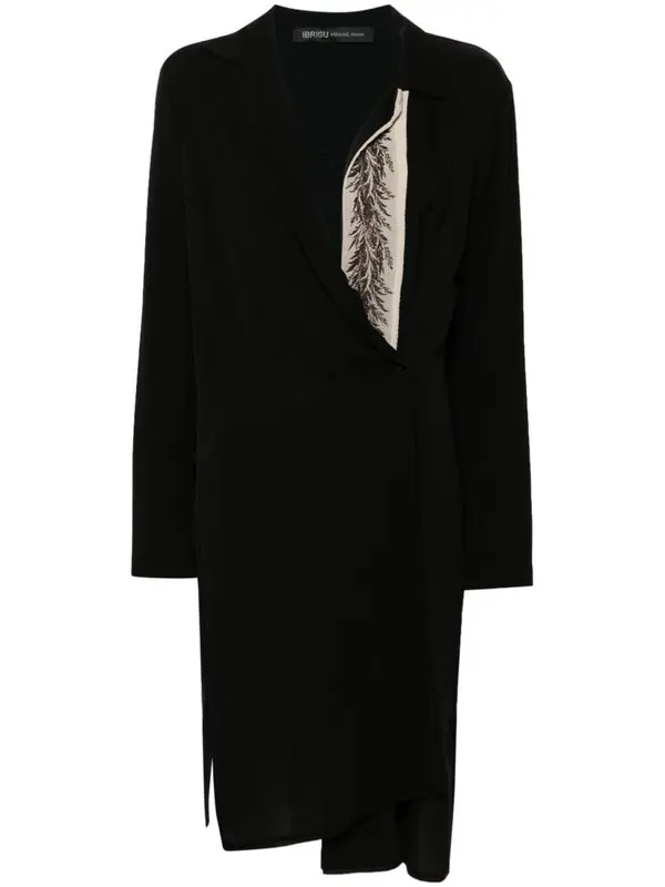 IBRIGU Wrap Silk Midi Dress
